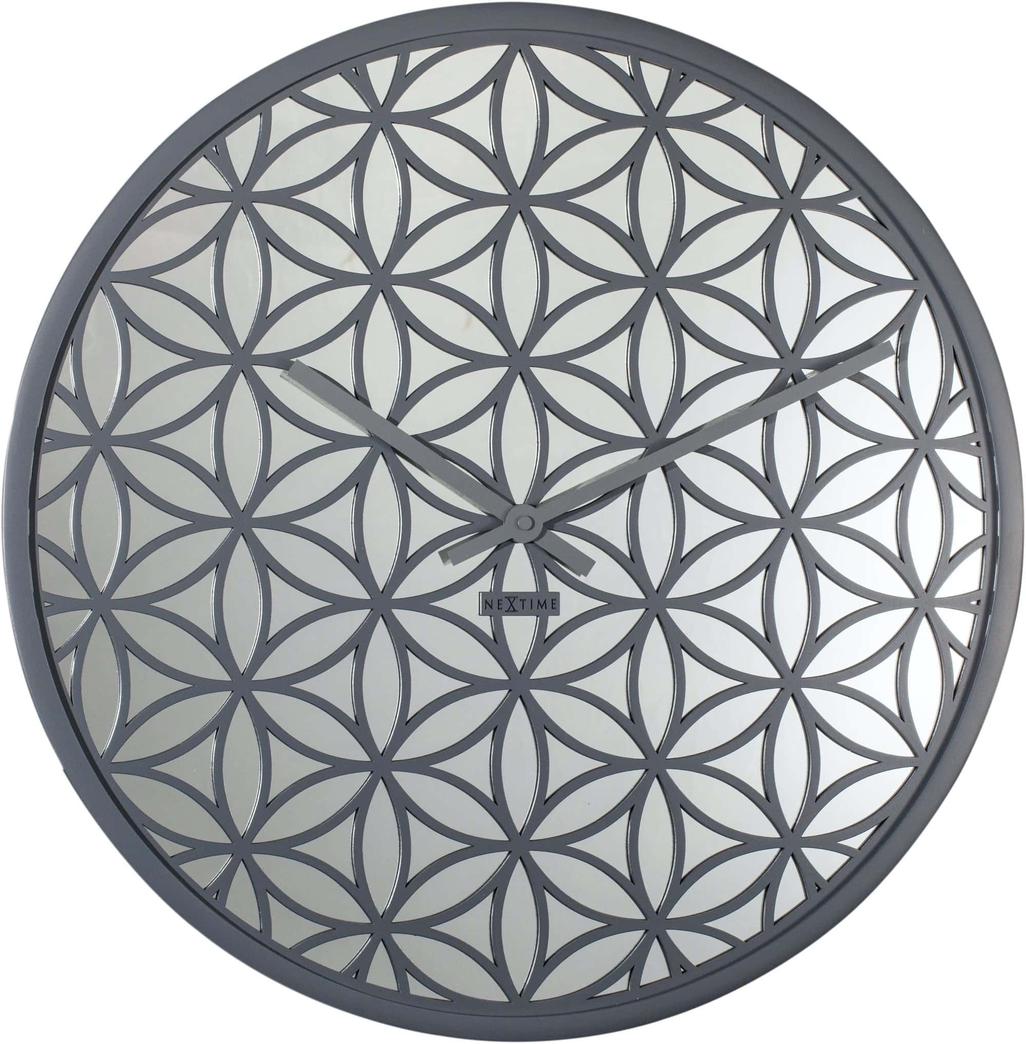 NeXtime - Wall clock - 19.7" - Wood/Mirror -Grey- 'Bella Mirror'