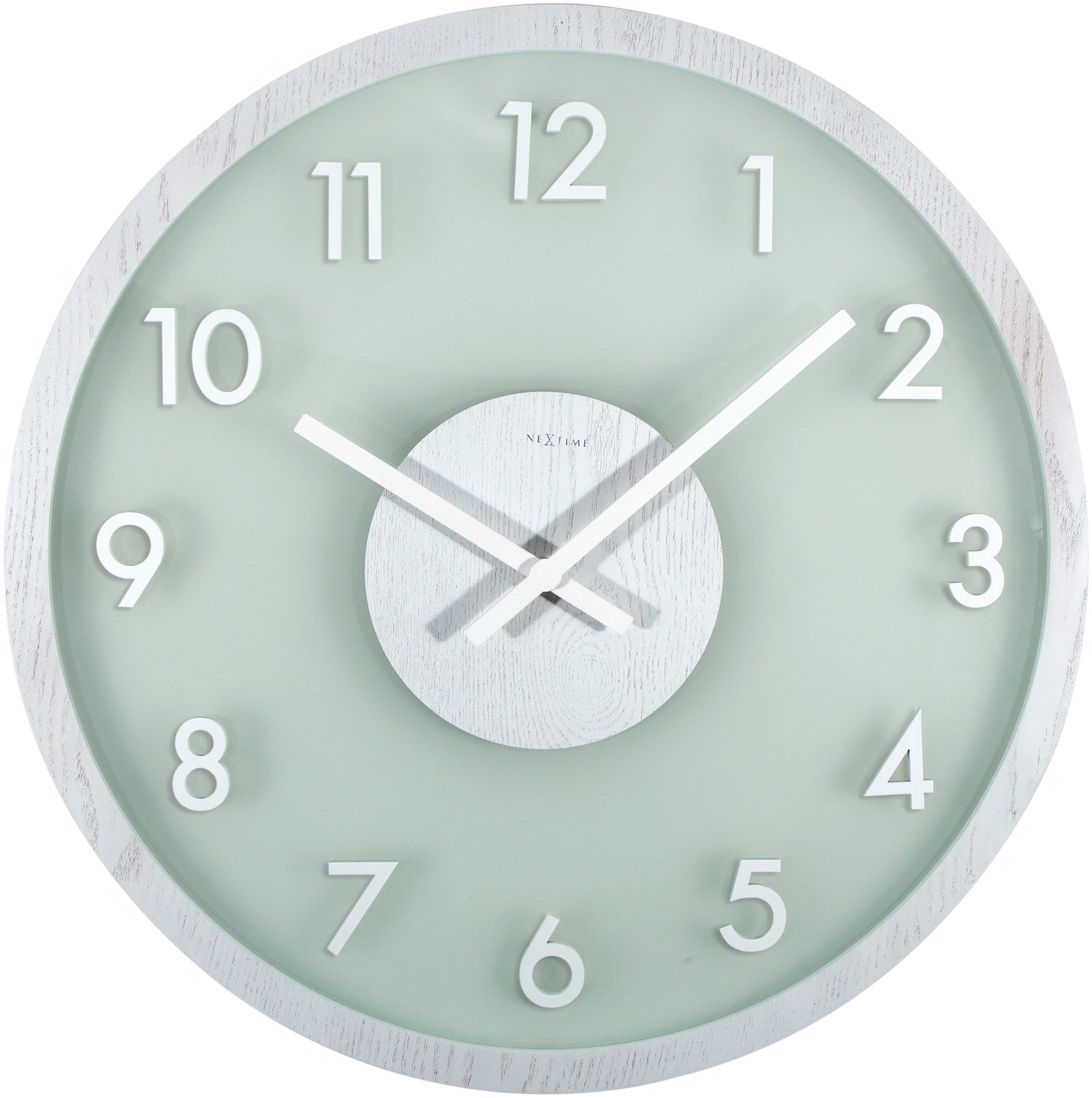 NeXtime - Wall clock - 20" - Wood/Glass -Grey -'Frosted Wood'