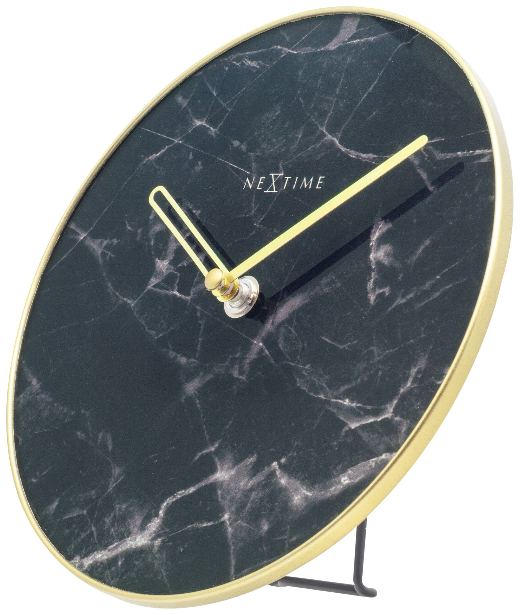 NeXtime- Table / Wall clock - 8.27" - Glass / Metal - Black - 'Marble'